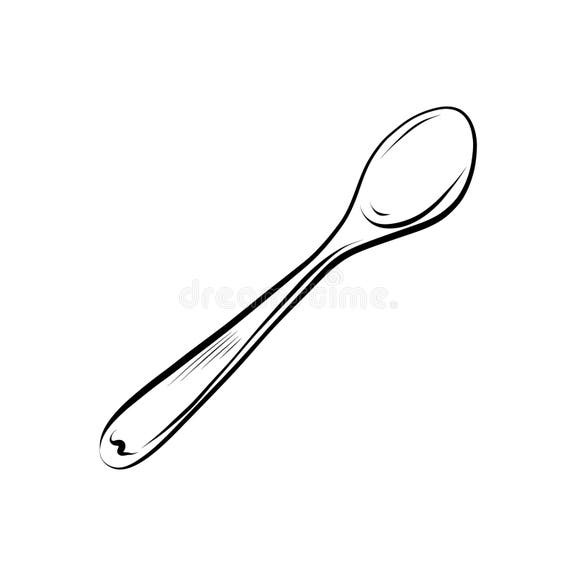 Line Drawing. Line Art Teaspoon Stock Vector - Illustration of ...