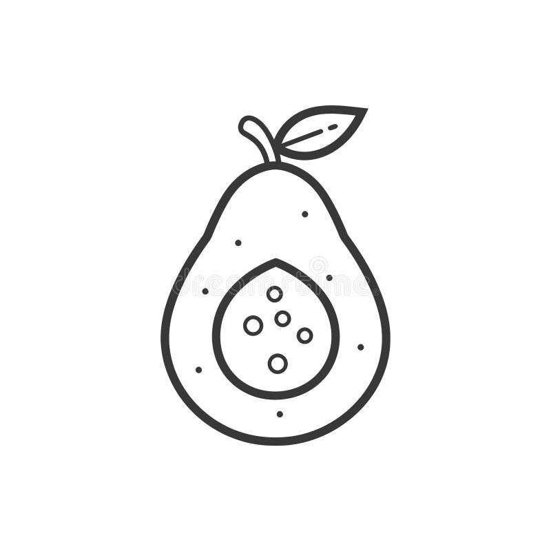 Simple Line Art Avocado Illustration, Healthy Food Concept Stock Vector ...
