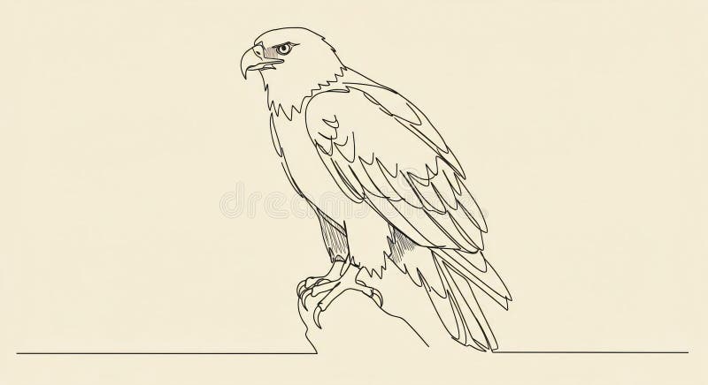 Simple Line Drawing of an Eagle Sitting, American Bald Eagle Stock ...