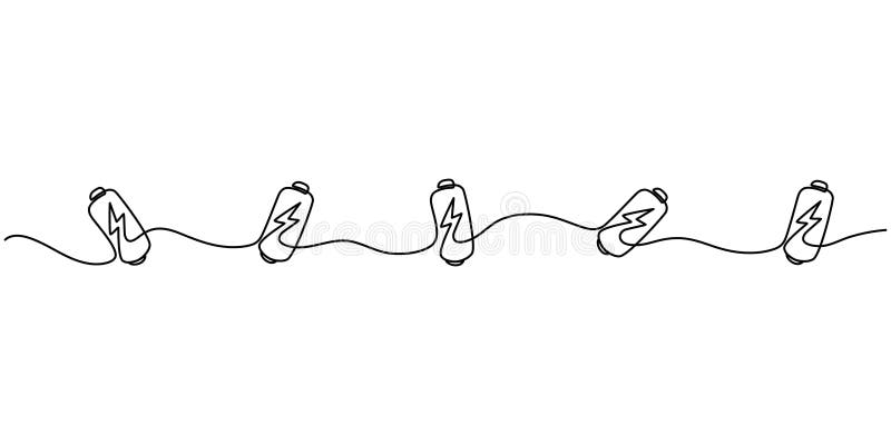 Line Drawing of Battery Charging with Lightning. Lightning Symbol and ...