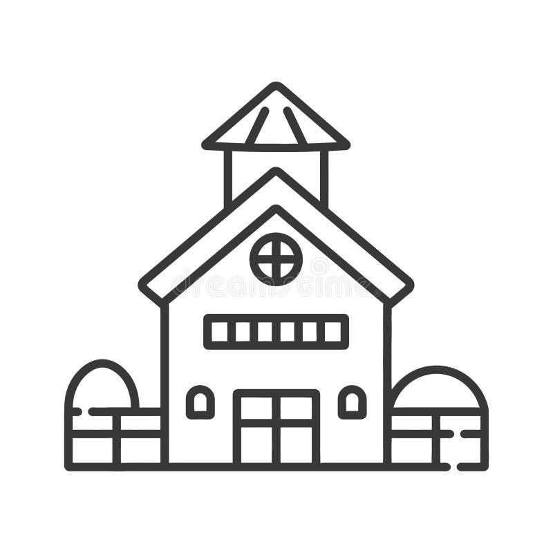 Charming Countryside Farmhouse with Attached Sheds: a Simple Line Art ...