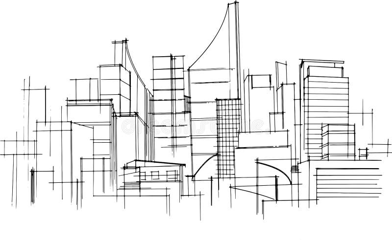 Line Drawing of Buildings in a Big City,modern Design,vector Stock ...