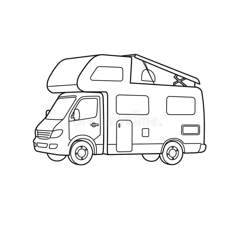 Line Drawing of a Camper Van Featuring a Streamlined, Compact Design ...