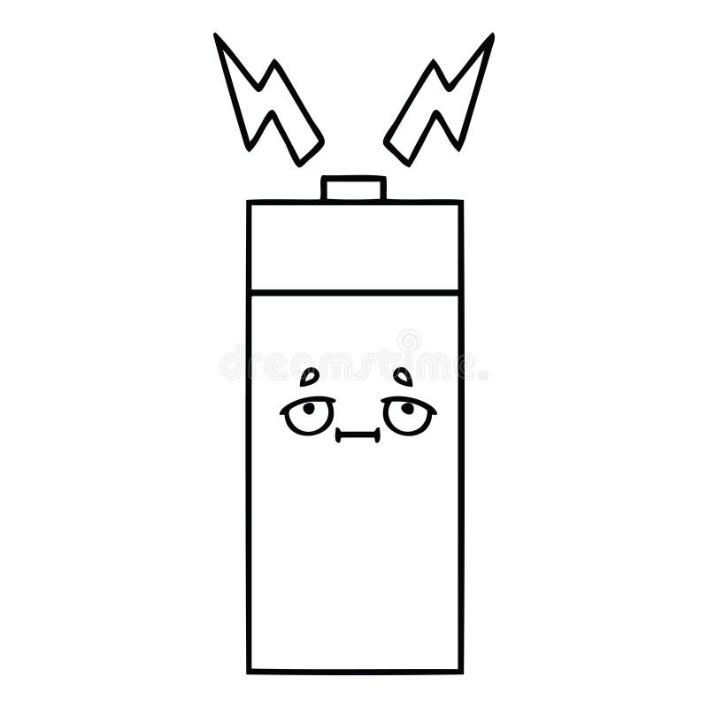 Line Drawing Cartoon Battery Stock Vector - Illustration of artwork ...