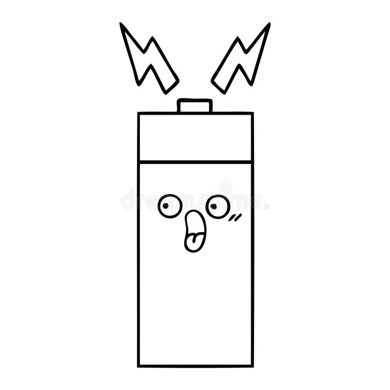 Line Drawing Cartoon Battery Stock Vector - Illustration of source ...