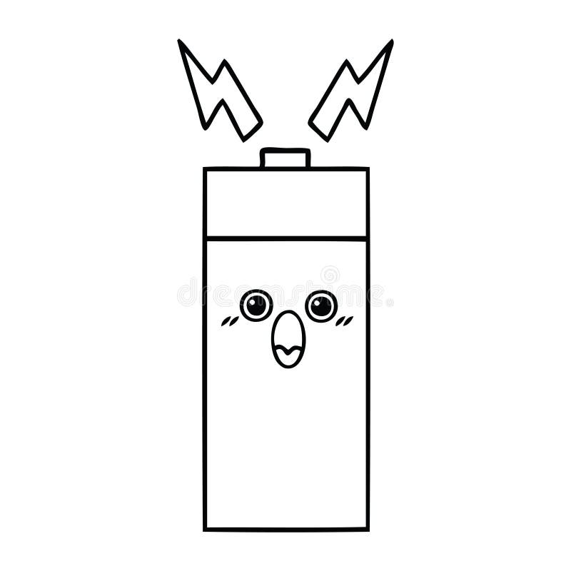 Line Drawing Cartoon Battery Stock Vector - Illustration of clip, retro ...
