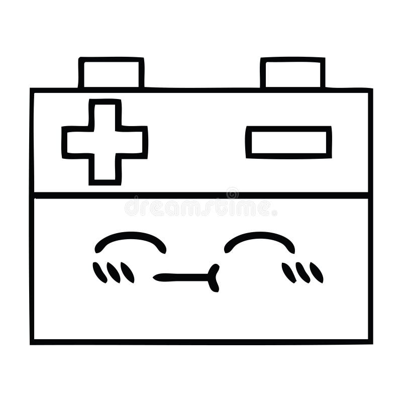 Line Drawing Cartoon Car Battery Stock Vector - Illustration of energy ...