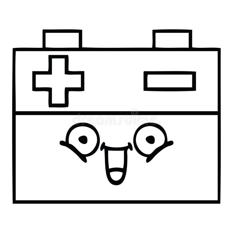 Line Drawing Cartoon Car Battery Stock Vector - Illustration of cartoon ...