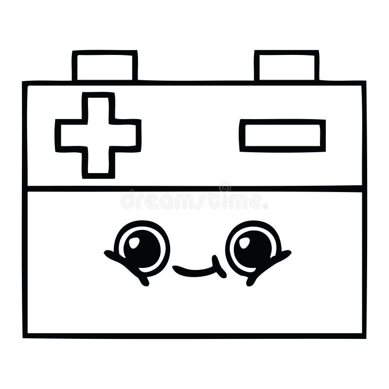 Line Drawing Cartoon Car Battery Stock Vector - Illustration of retro ...