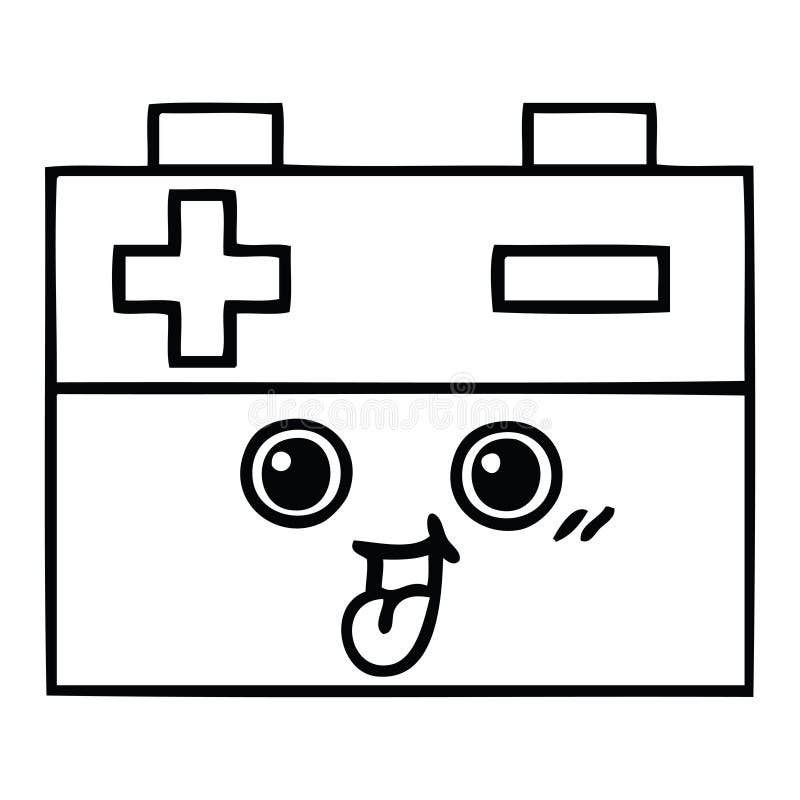 Line Drawing Cartoon Car Battery Stock Vector - Illustration of clipart ...
