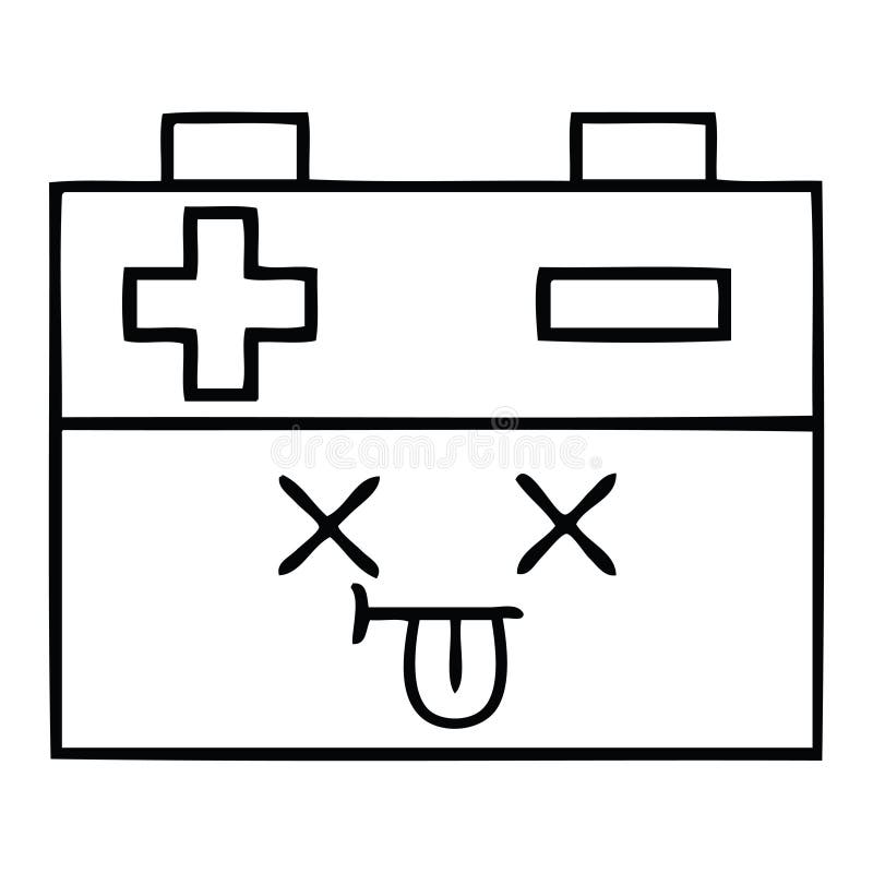 Line Drawing Cartoon Car Battery Stock Vector - Illustration of hand ...