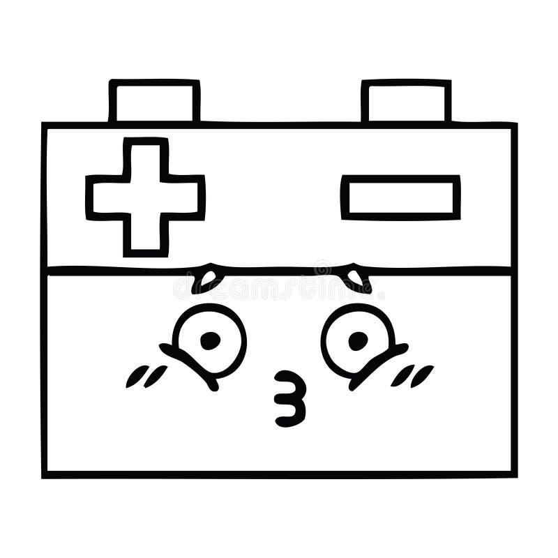 Line Drawing Cartoon Car Battery Stock Vector - Illustration of energy ...