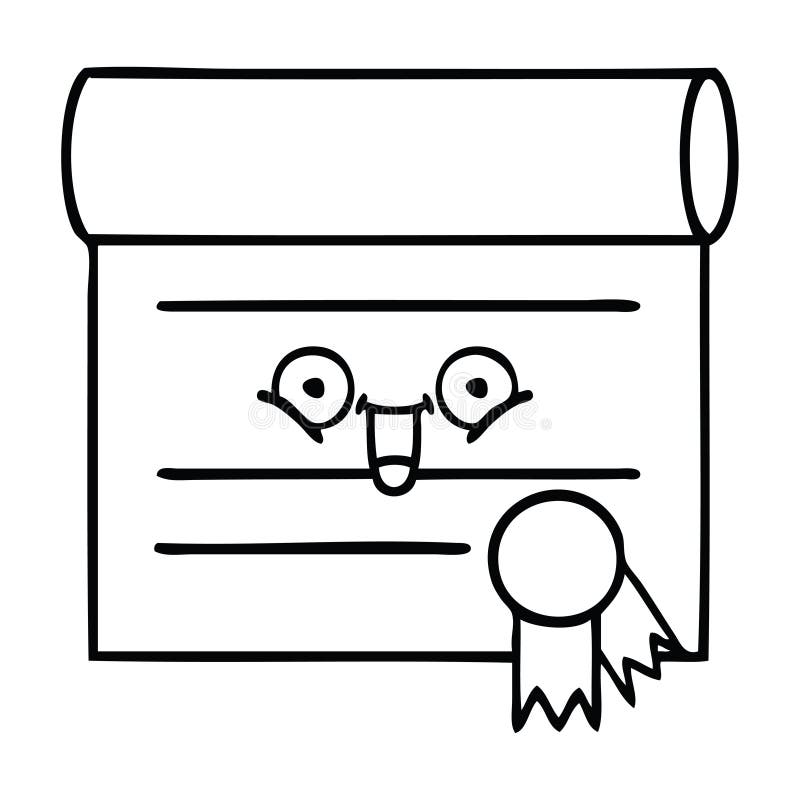 Line Drawing Cartoon Certificate Stock Vector - Illustration of ...