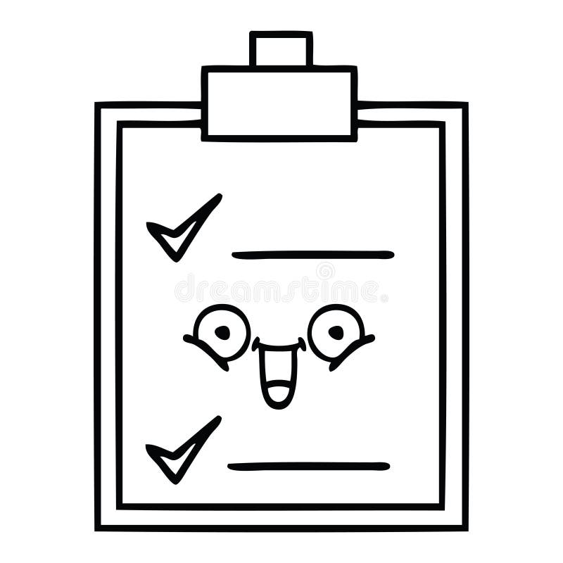 Line Drawing Cartoon Check List Stock Vector - Illustration of artwork ...