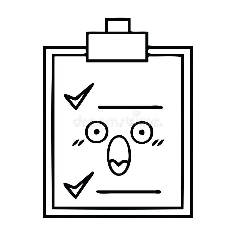 Line Drawing Cartoon Check List Stock Vector - Illustration of office ...