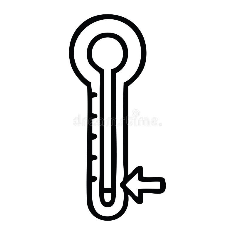 Line Drawing Cartoon of a Cold Thermometer Stock Vector - Illustration ...