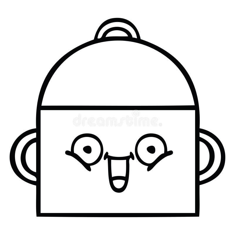 Line Drawing Cartoon of a Cooking Pot Stock Vector - Illustration of ...