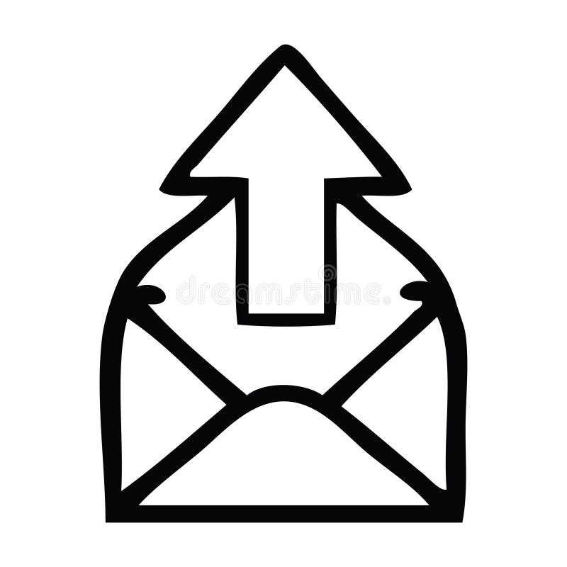 Line Drawing Cartoon of a Envelope with Arrow Stock Vector ...
