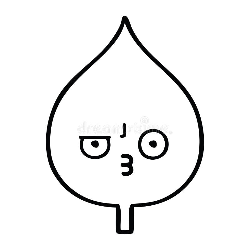 Line Drawing Cartoon Expressional Leaf Stock Vector - Illustration of ...