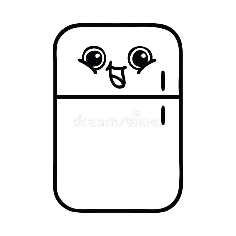 Line Drawing Cartoon Fridge Freezer Stock Vector - Illustration of clip ...