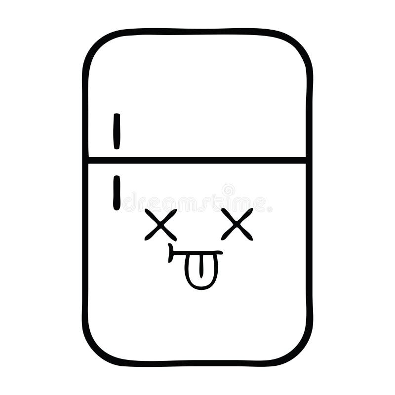 Line Drawing Cartoon Fridge Freezer Stock Vector - Illustration of ...