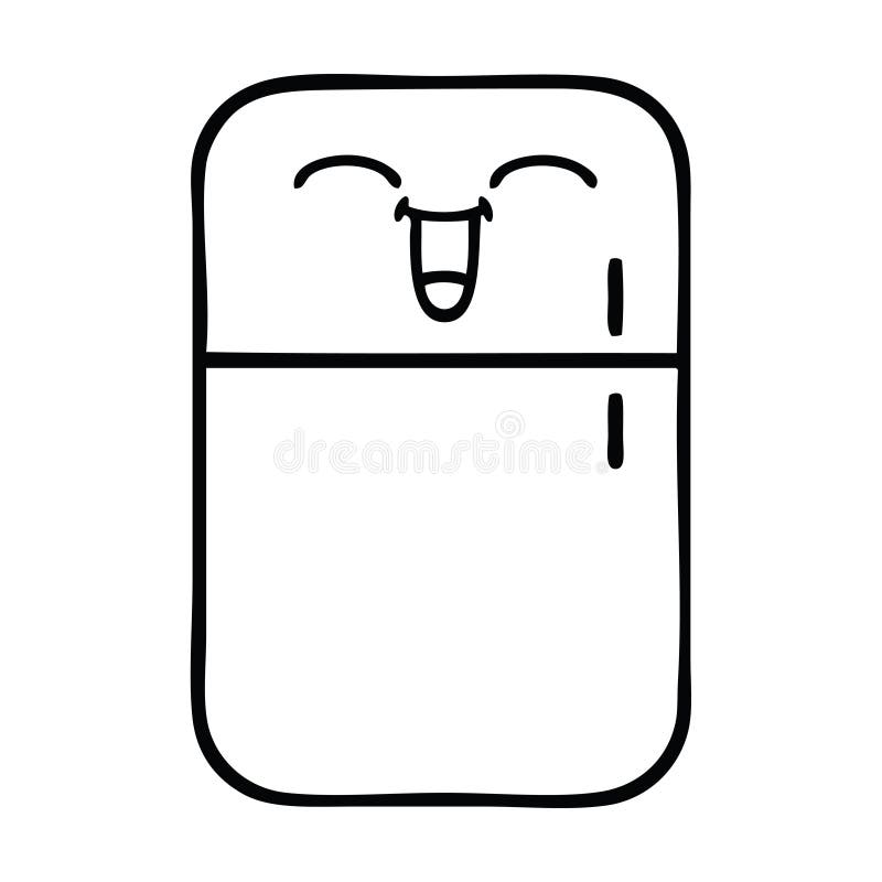 Line Drawing Cartoon Fridge Freezer Stock Vector - Illustration of ...