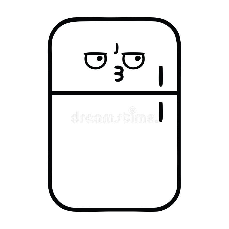 Line Drawing Cartoon of a Fridge Freezer Stock Vector - Illustration of ...