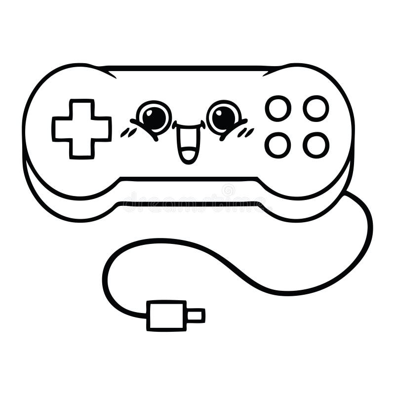 Line Drawing Cartoon Game Controller Stock Vector - Illustration of ...