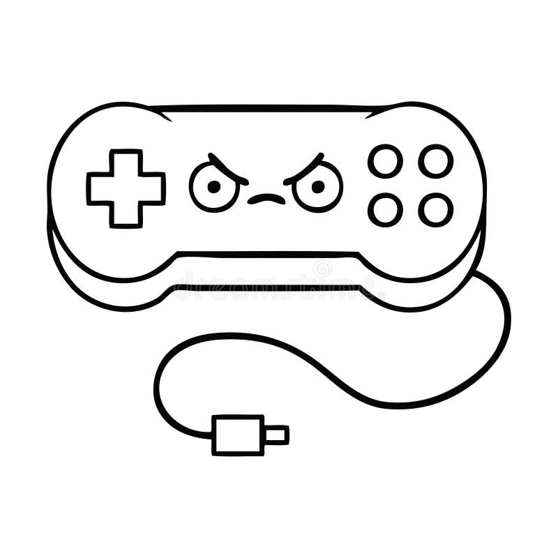 Cartoon Game Controller Pad Cute Illustration Retro Freehand Free Hand ...