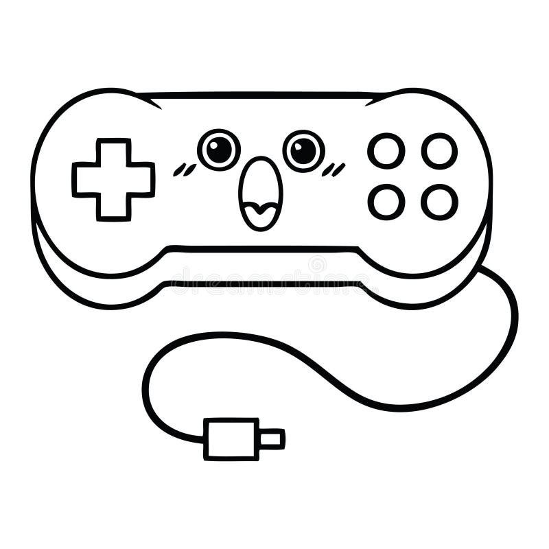 Line Drawing Cartoon Game Controller Stock Vector - Illustration of ...