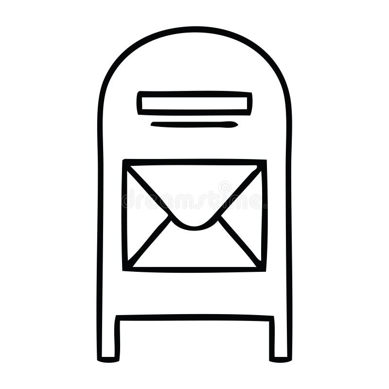 Line Drawing Cartoon Mail Box Stock Vector - Illustration of mail, clip ...