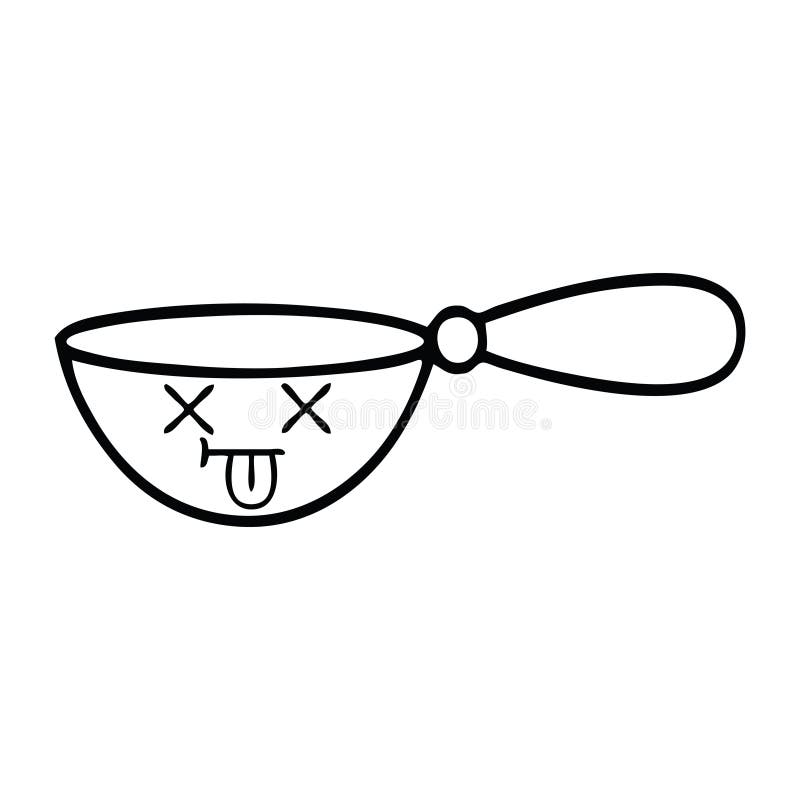 Line Drawing Cartoon Measuring Spoon Stock Vector - Illustration of ...
