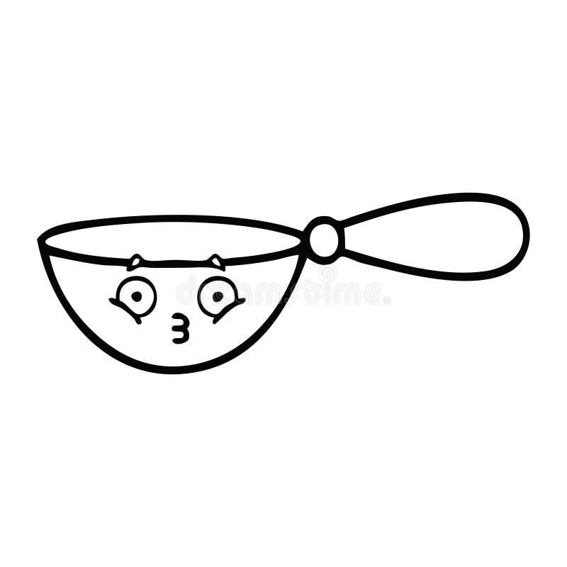 Line Drawing Cartoon Measuring Spoon Stock Vector - Illustration of ...