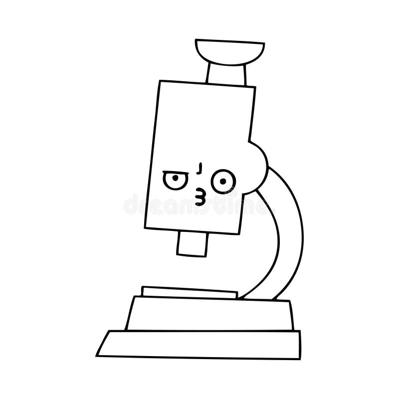 Line Drawing Cartoon of a Microscope Stock Vector - Illustration of ...