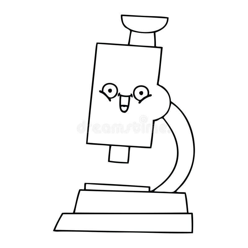 Line Drawing Cartoon Microscope Stock Vector - Illustration of ...