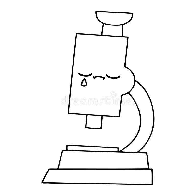 Line Drawing Cartoon Microscope Stock Vector - Illustration of hand ...