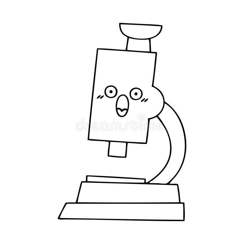 Line Drawing Cartoon Microscope Stock Vector - Illustration of retro ...