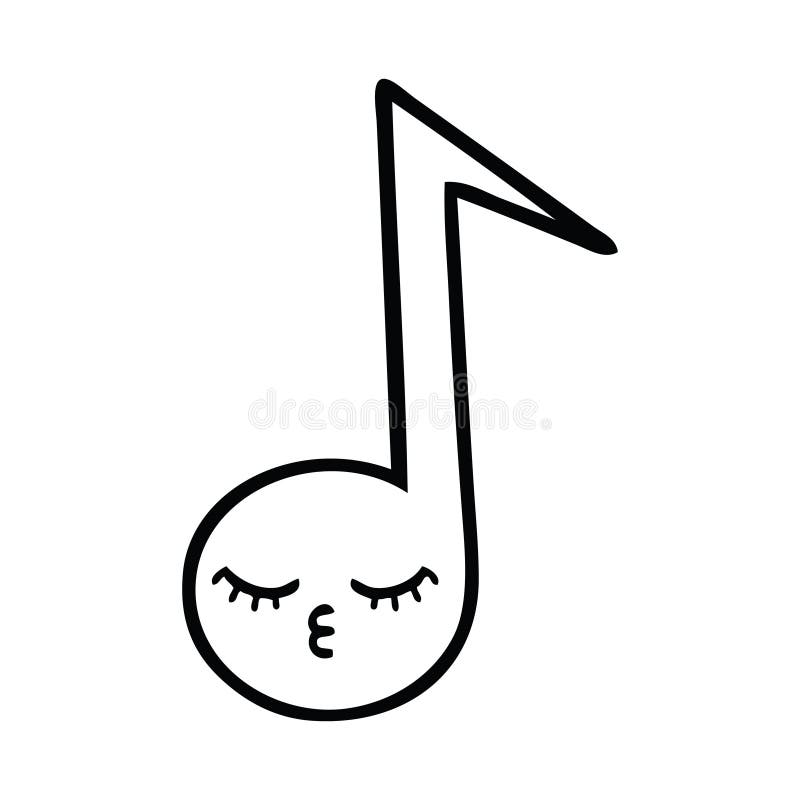 Line Drawing Cartoon Musical Note Stock Vector - Illustration of ...