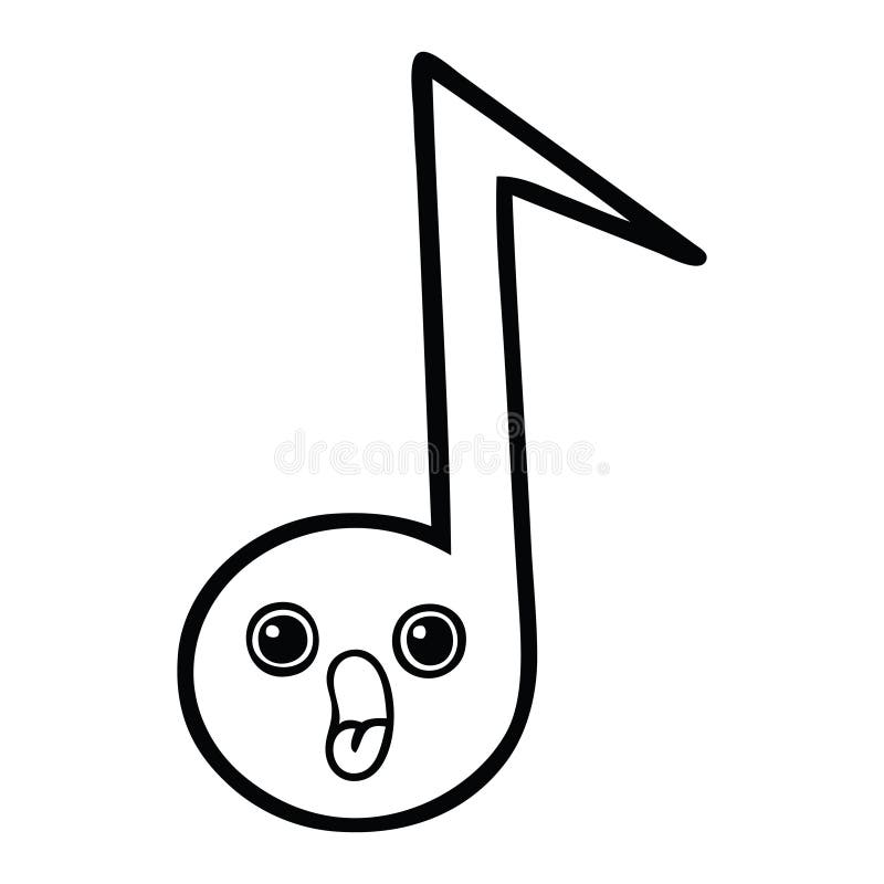 Line Drawing Cartoon Musical Note Stock Vector - Illustration of cute ...
