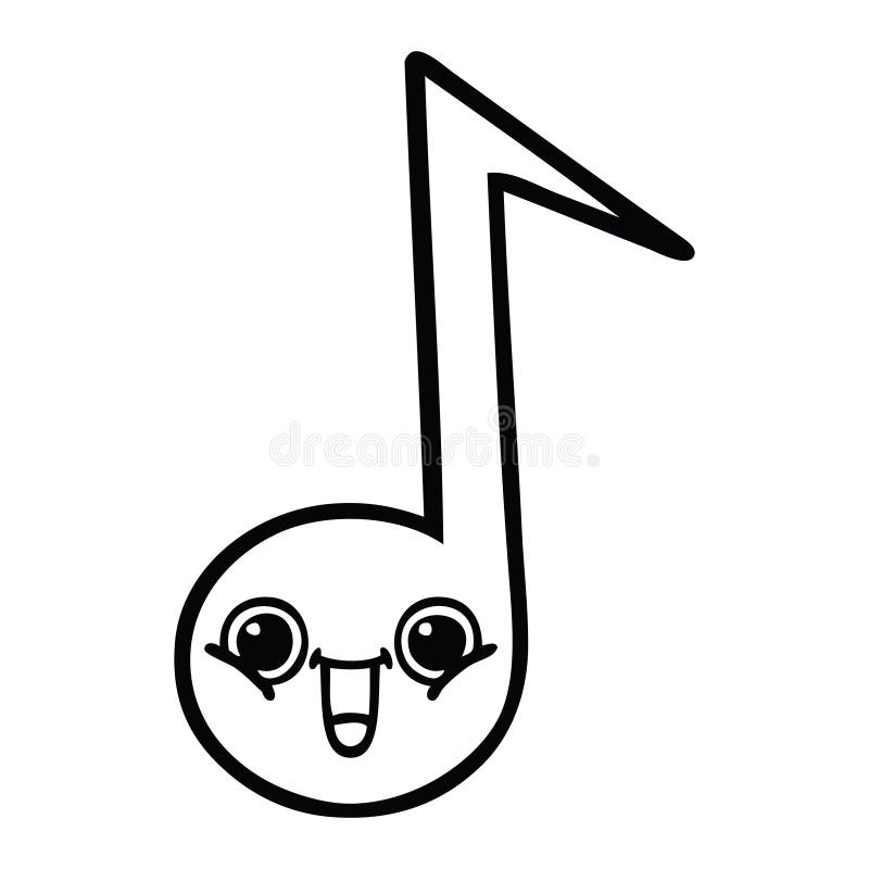 Line Drawing Cartoon Musical Note Stock Vector - Illustration of cute ...