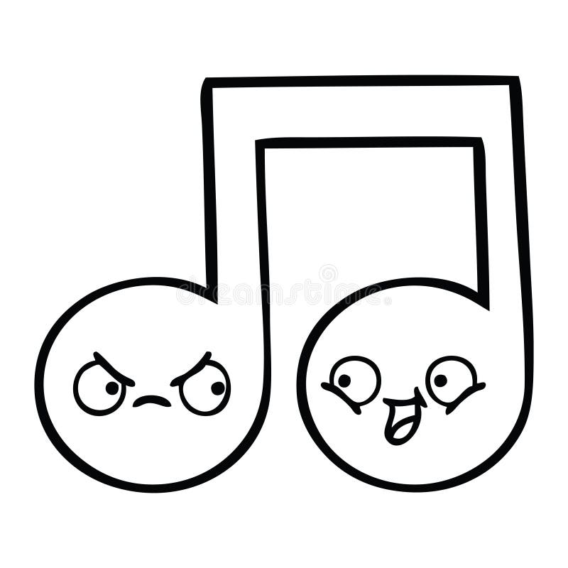 Line Drawing Cartoon Musical Note Stock Vector - Illustration of line ...