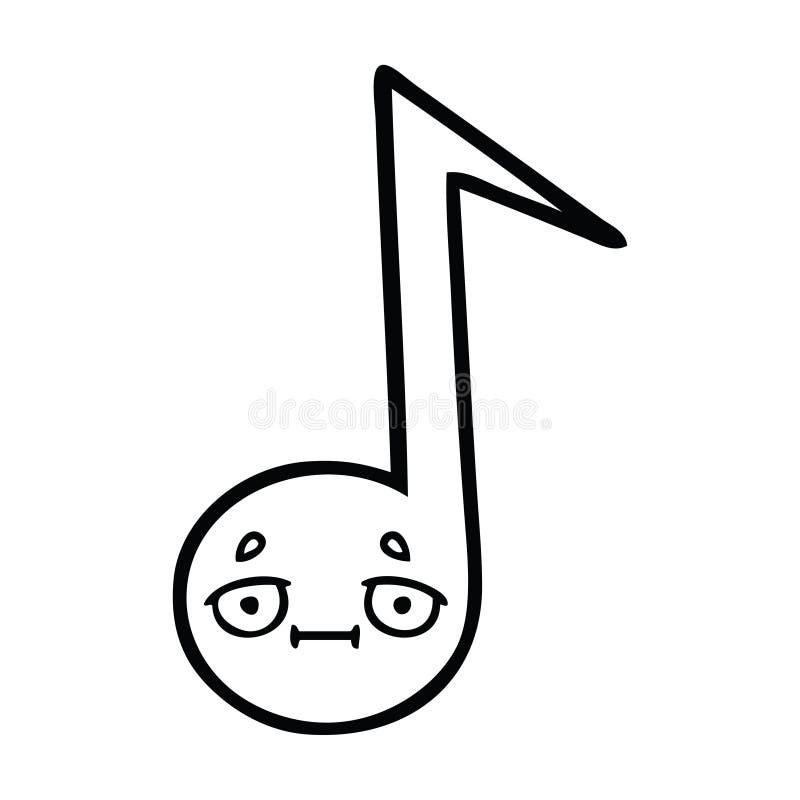 Line Drawing Cartoon Musical Note Stock Vector - Illustration of cute ...