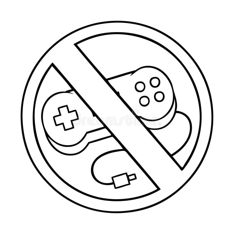 Line Drawing Cartoon No Gaming Allowed Sign Stock Vector - Illustration ...