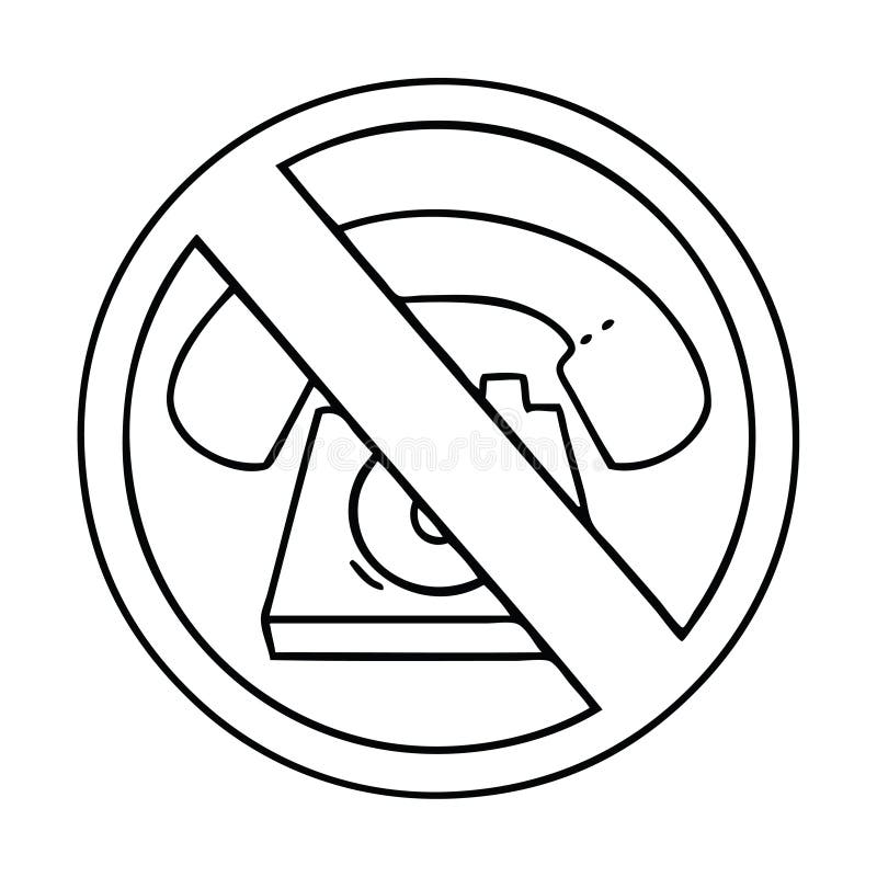 Line Drawing Cartoon of a No Phones Allowed Sign Stock Vector ...