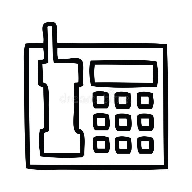 Line Drawing Cartoon Office Telephone Stock Vector - Illustration of ...