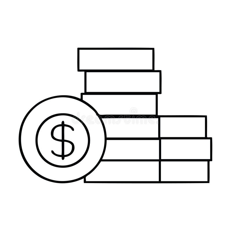 Line Drawing Cartoon of a Pile of Money Stock Vector - Illustration of ...