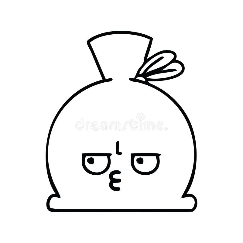 Line drawing cartoon sack stock vector. Illustration of cute - 147686817