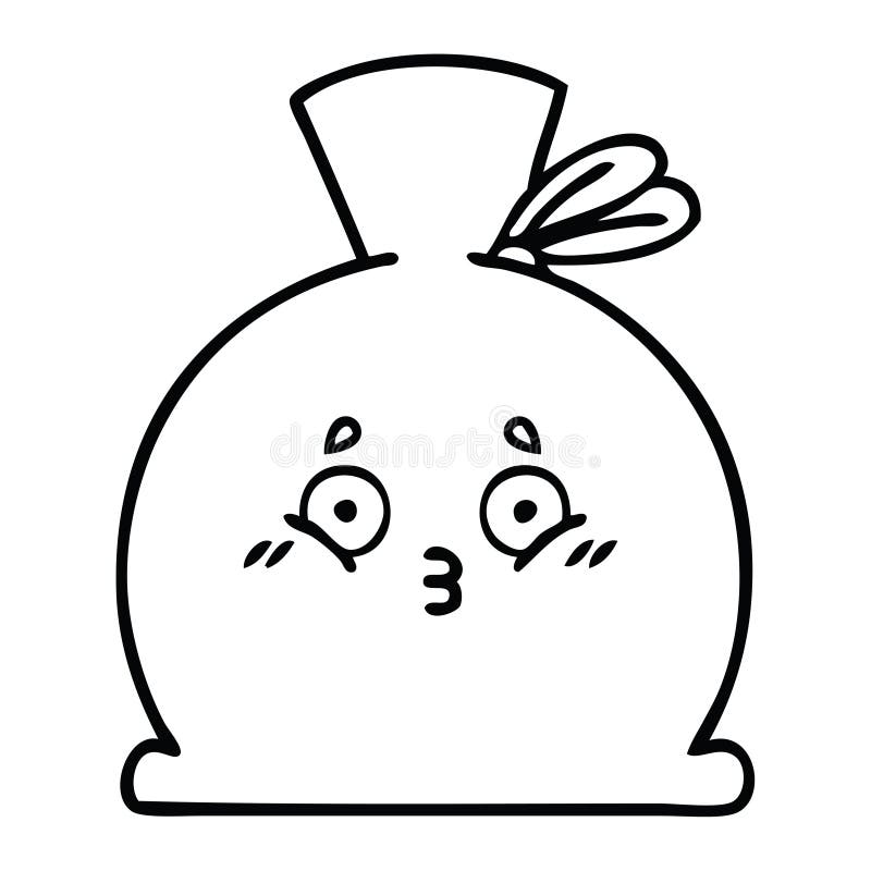 Line drawing cartoon sack stock vector. Illustration of sack - 149275192