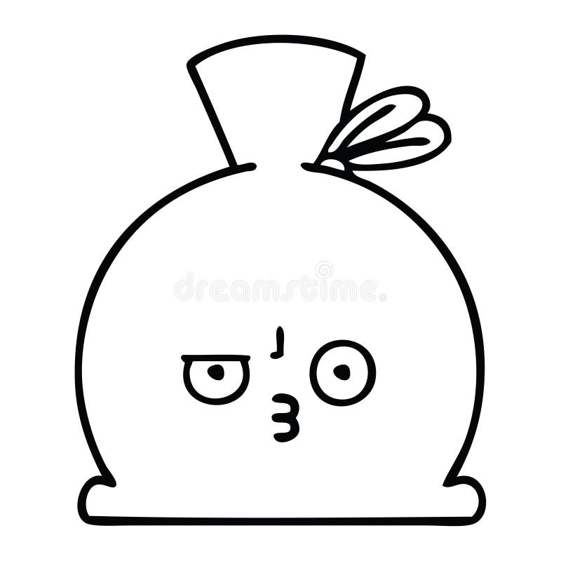 Line Drawing Cartoon of a Sack Stock Vector - Illustration of hand ...
