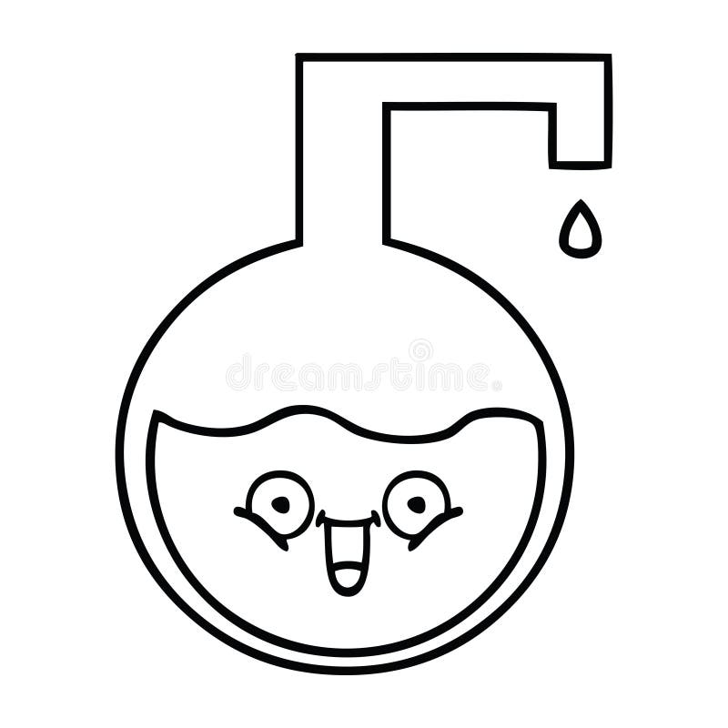 Line Drawing Cartoon Science Bottle Stock Vector - Illustration of clip ...